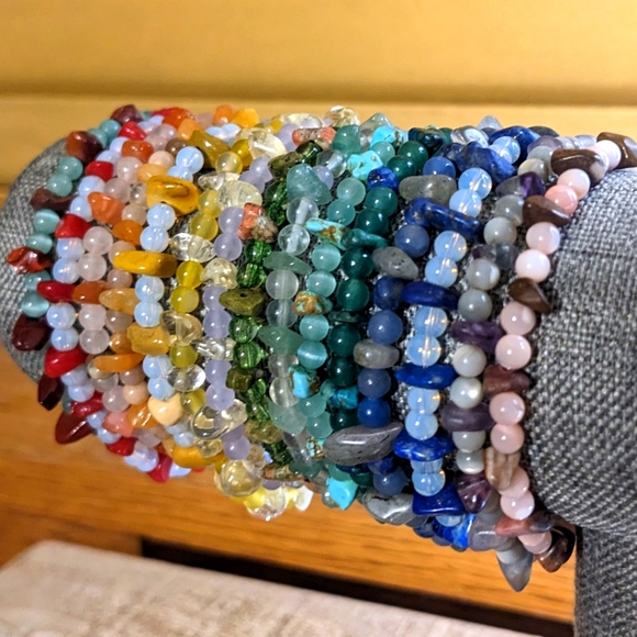 Handmade | Jewelry | Semiprecious Stone Chip Rainbow Stacking Bracelets ...